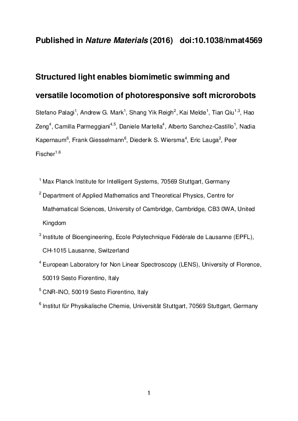 (PDF) Structured light enables biomimetic swimming and versatile locomotion of photoresponsive ...