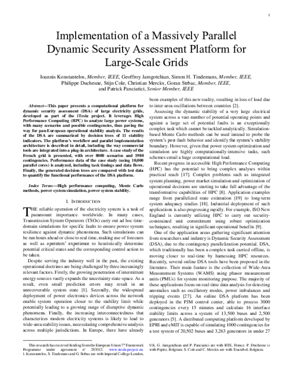 (PDF) Implementation of a Massively Parallel Dynamic Security Assessment Platform for Large ...