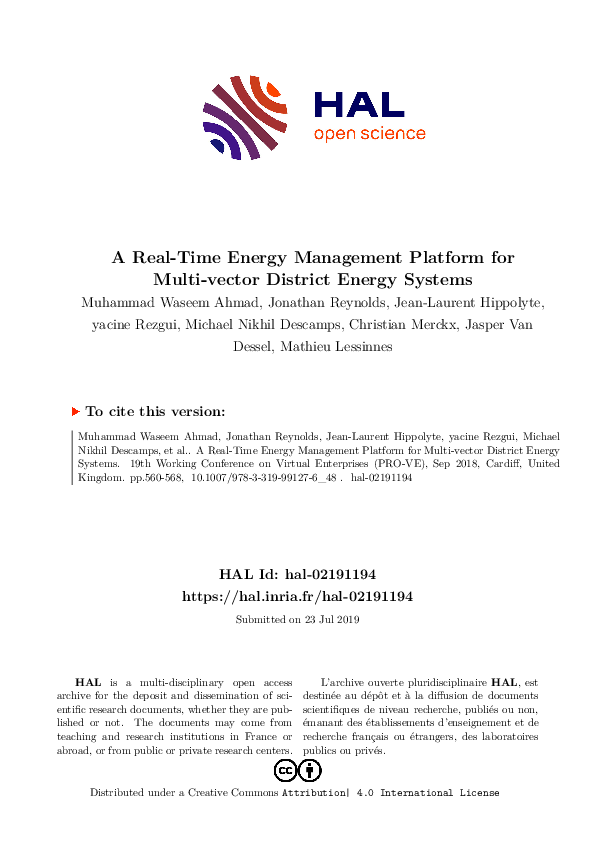(PDF) A Real-Time Energy Management Platform for Multi-vector District ...