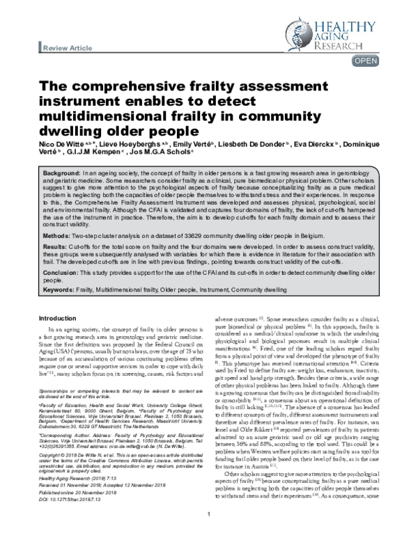 (PDF) The comprehensive frailty assessment instrument enables to detect ...