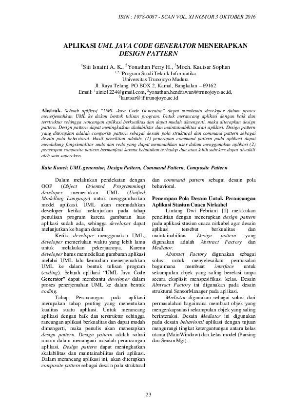 (PDF) Aplikasi Uml Java Code Generator Menerapkan Design Pattern