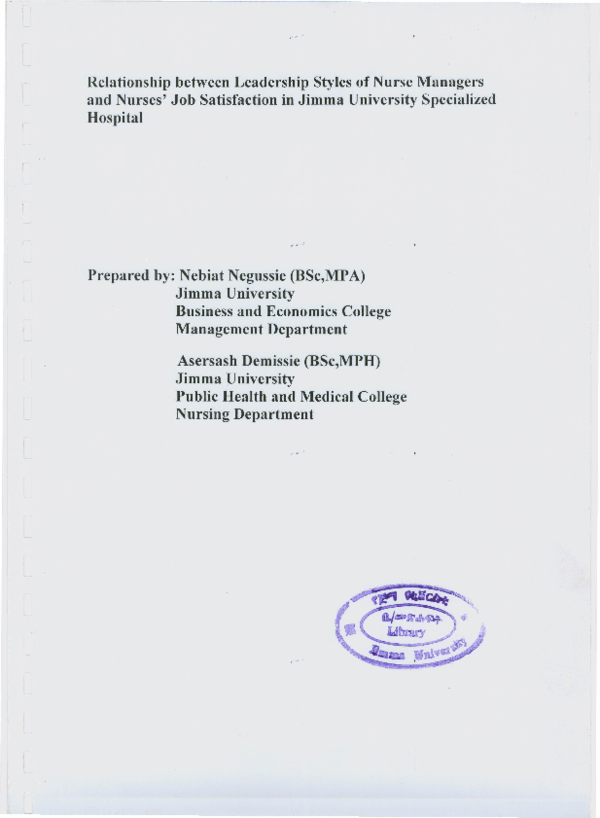 (PDF) Relationship between leadership styles of nurse managers and ...