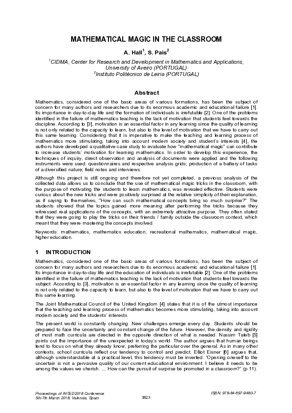 (PDF) Mathematical Magic in the Classroom