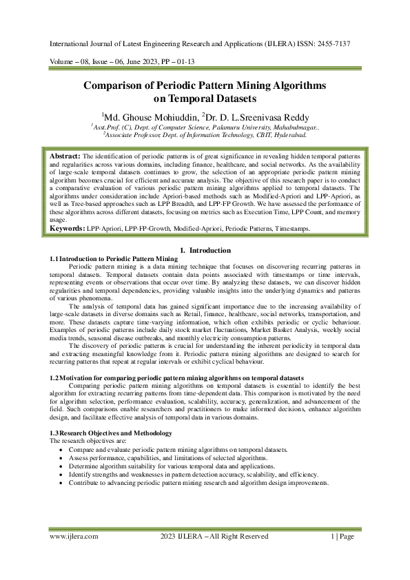 Pdf Comparison Of Periodic Pattern Mining Algorithms On Temporal Datasets