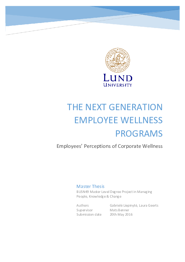 (PDF) The Next Generation Employee Wellness Programs: Employees ...