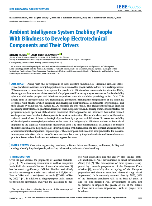 (PDF) Ambient Intelligence System Enabling People With Blindness to Develop Electrotechnical ...