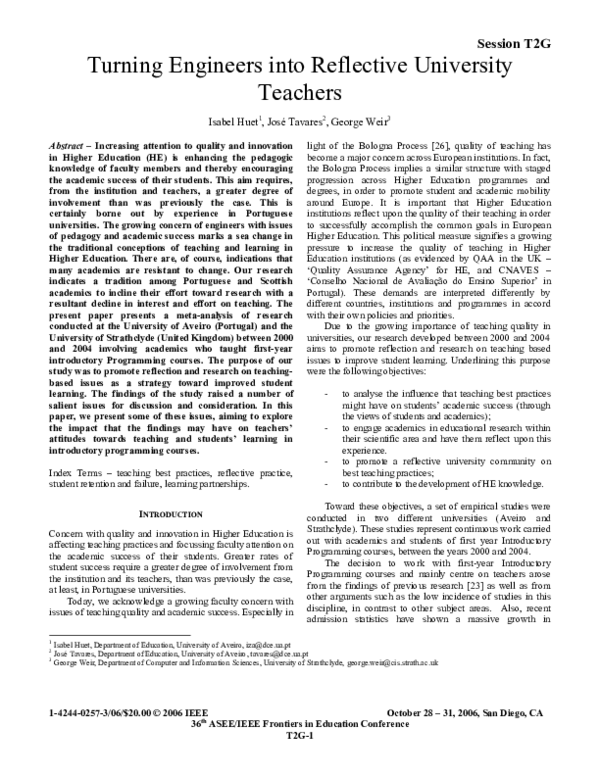 (PDF) Turning Engineers into Reflective University Teachers