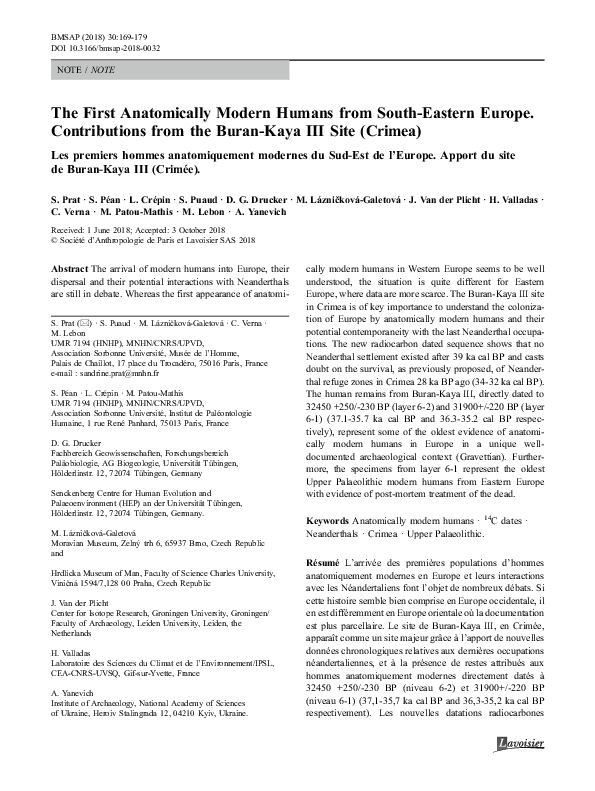 (PDF) The First Anatomically Modern Humans from South-Eastern Europe ...