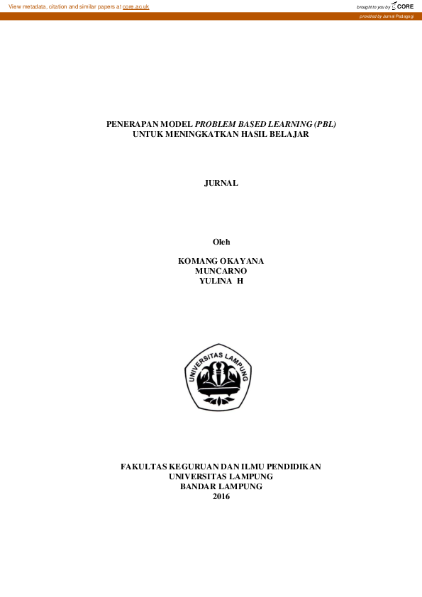 (PDF) Penerapan Model Problem Based Learning (PBL) Untuk Meningkatkan Hasil Belajar