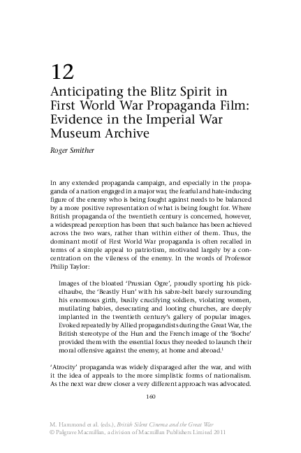 (PDF) Anticipating the Blitz Spirit in First World War Propaganda Film ...