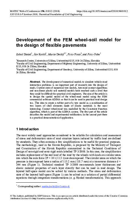 (PDF) Development of the FEM wheel-soil model for the design of flexible pavements