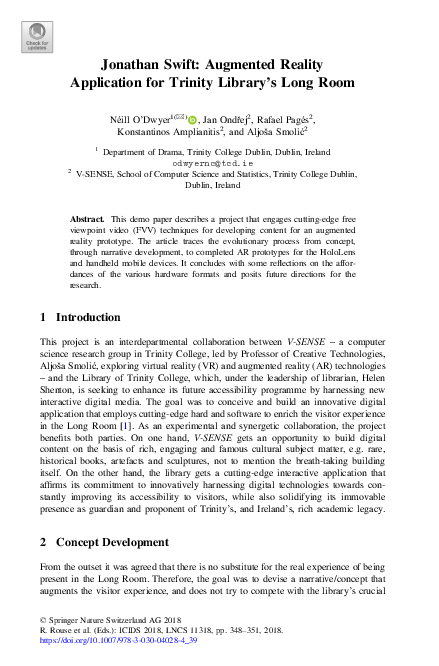 (PDF) Jonathan Swift: Augmented Reality Application for Trinity Library ...