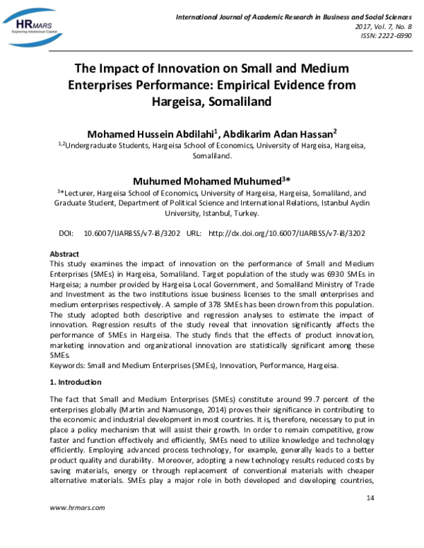 (PDF) The Impact of Innovation on Small and Medium Enterprises ...