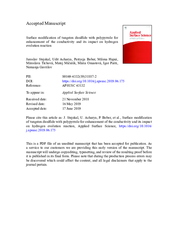 (PDF) Surface modification of tungsten disulfide with polypyrrole for ...
