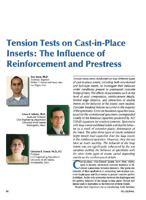(PDF) Tension Tests on Cast-in-Place Inserts: The Influence of ...