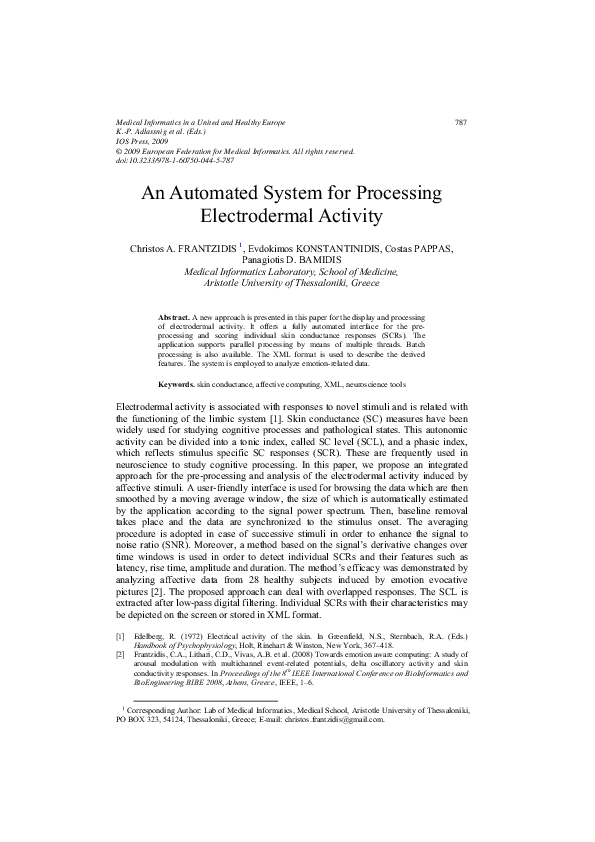 (PDF) An automated system for processing electrodermal activity