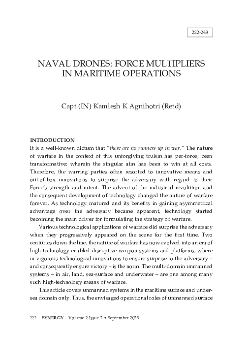 (PDF) NAVAL DRONES: FORCE MULTIPLIERS IN MARITIME OPERATIONS