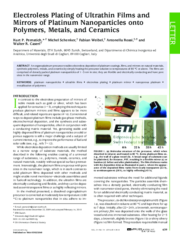 (PDF) Electroless Plating of Ultrathin Films and Mirrors of Platinum ...