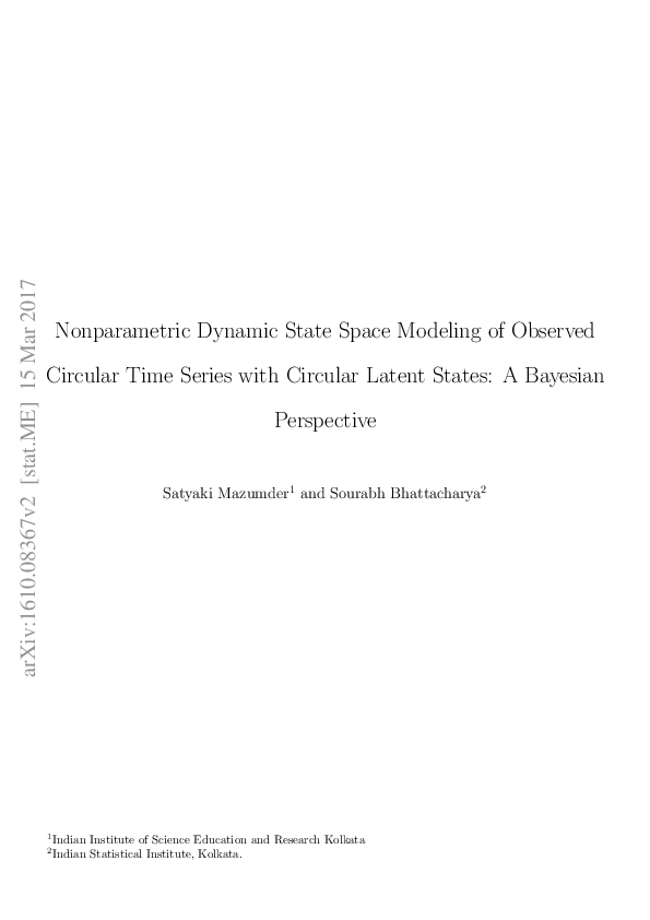 (PDF) Nonparametric Dynamic State Space Modeling of Observed Circular Time Series with Circular ...