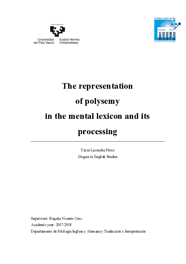 (PDF) The representation of polysemy in the mental lexicon and its processing