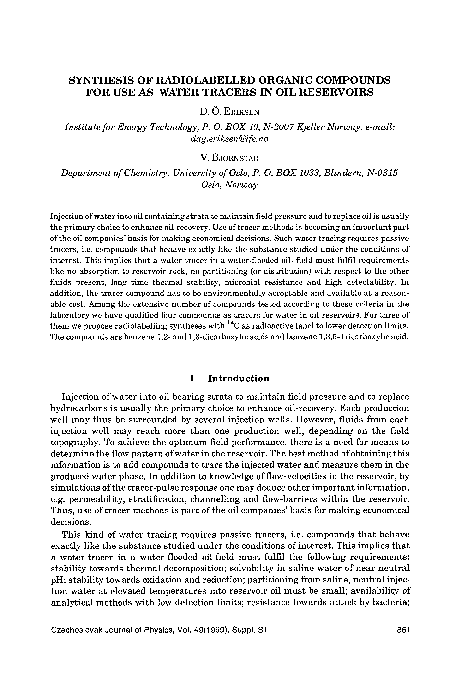 (PDF) Synthesis of radiolabelled organic compounds for use as water ...
