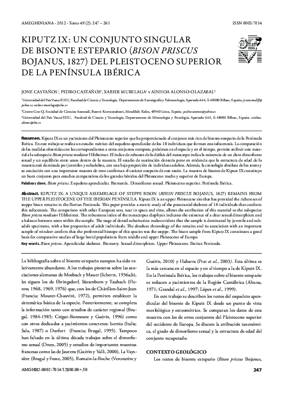 (PDF) Kiputz IX: Un Conjunto Singular de Bisonte Estepario (Bison ...
