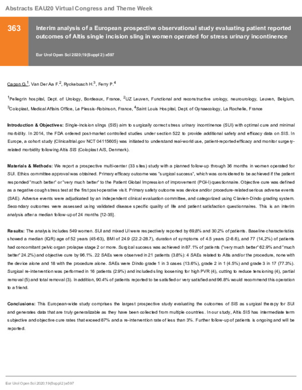 (PDF) Altis Sling Outcomes in Women with SUI