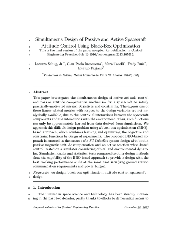 (PDF) Simultaneous Design of Passive and Active Spacecraft Attitude ...