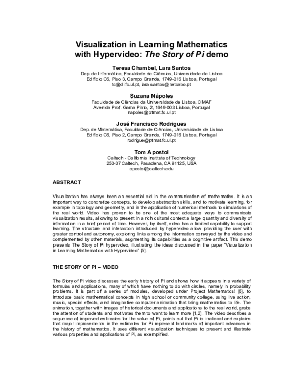 (PDF) Visualization in Learning Mathematics with Hypervideo
