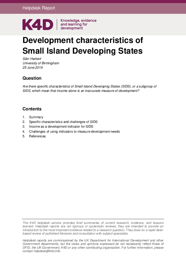 (PDF) Development Characteristics of Small Island Developing States