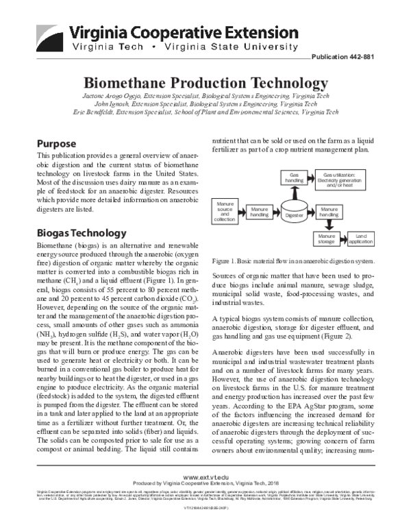 (PDF) Biomethane Production Technology