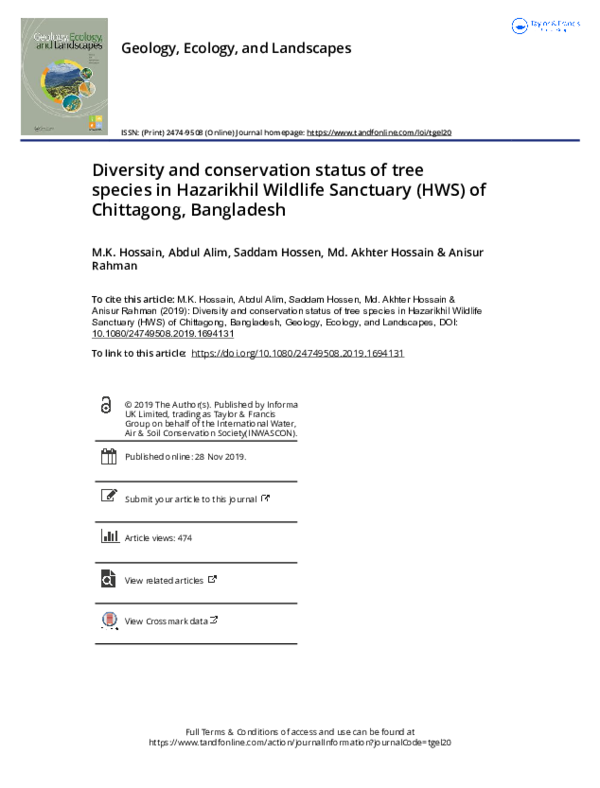 (PDF) Diversity and conservation status of tree species in Hazarikhil ...