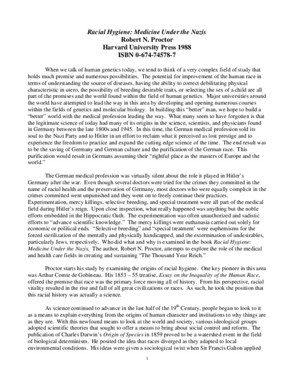 (PDF) Racial Hygiene: Medicine Under the Nazis