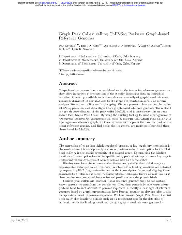 (PDF) Graph Peak Caller: calling ChIP-Seq Peaks on Graph-based ...