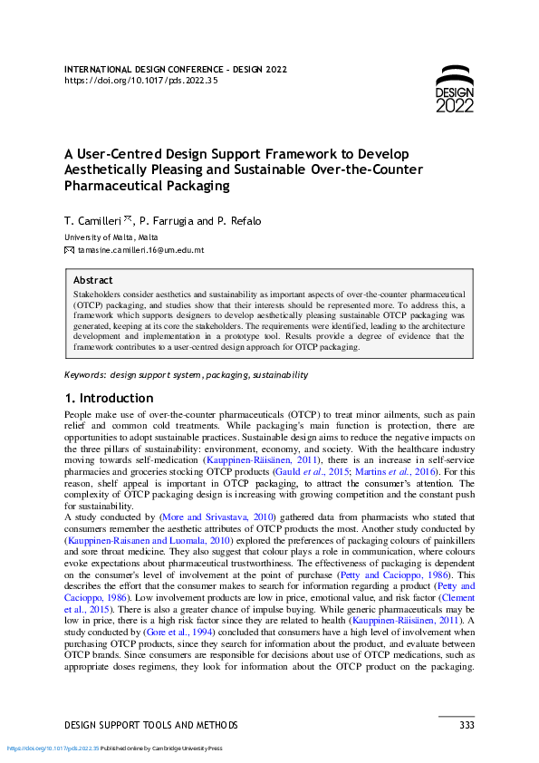 (PDF) A User-Centred Design Support Framework to Develop Aesthetically ...
