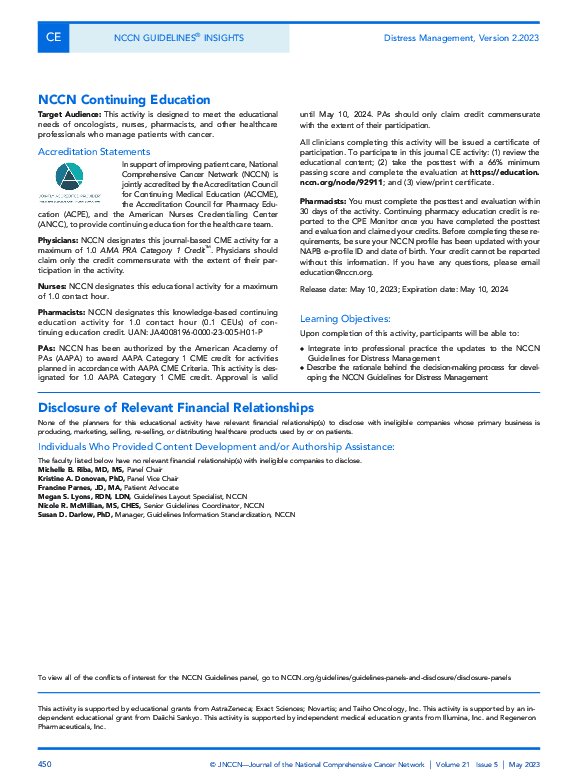 (PDF) NCCN Guidelines® Insights: Distress Management, Version 2.2023
