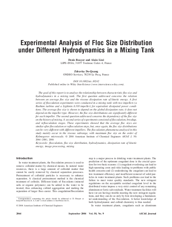 (PDF) Experimental analysis of floc size distributions in a 1-L jar ...