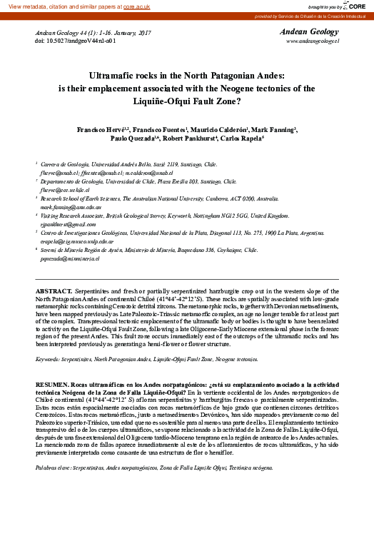 Rocas ultramáficas en los Andes norpatagónicos: ¿está su emplazamiento ...