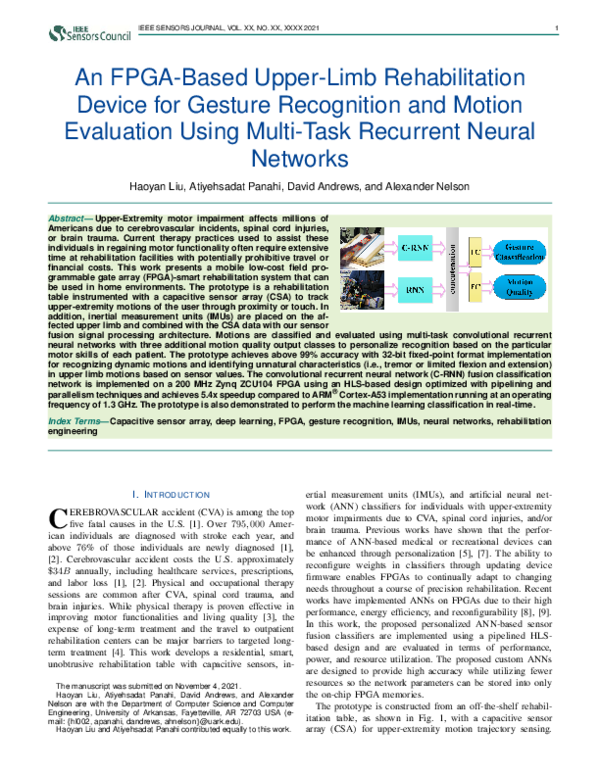 (PDF) An FPGA-Based Upper-Limb Rehabilitation Device for Gesture Recognition and Motion ...