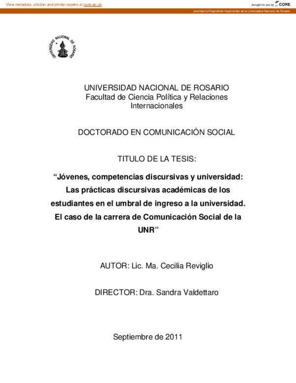 (PDF) Jóvenes, competencias discursivas y universidad: Las prácticas discursivas académicas de ...