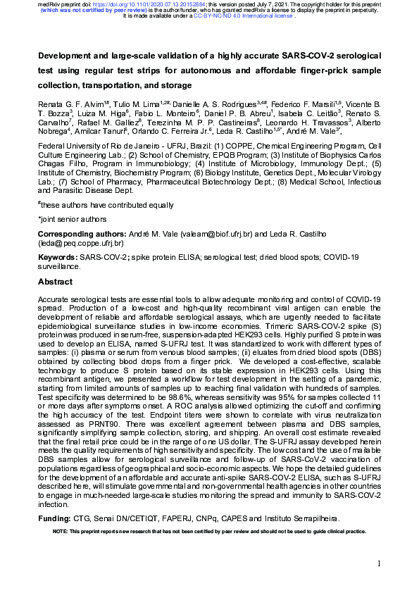 (PDF) Development and large-scale validation of a highly accurate SARS ...