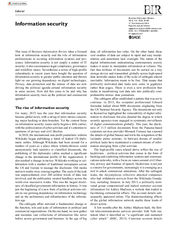 (PDF) Information security