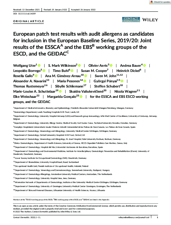 (PDF) European patch test results with audit allergens as candidates ...