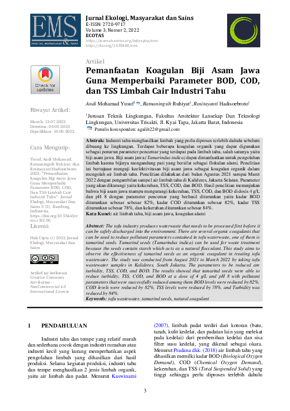 (PDF) Pemanfaatan Koagulan Biji Asam Jawa Guna Memperbaiki Parameter ...
