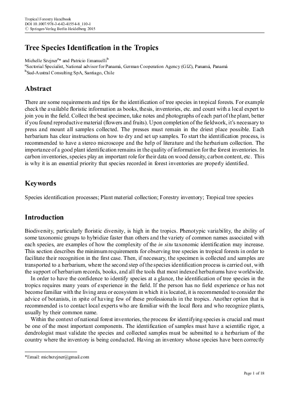(PDF) Tree Species Identification in the Tropics