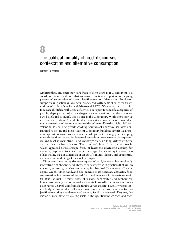 (PDF) The political morality of food