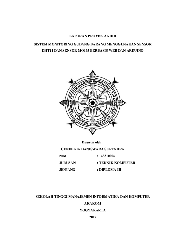 Pdf Sistem Monitoring Gudang Barang Menggunakan Sensor Dht11 Dan