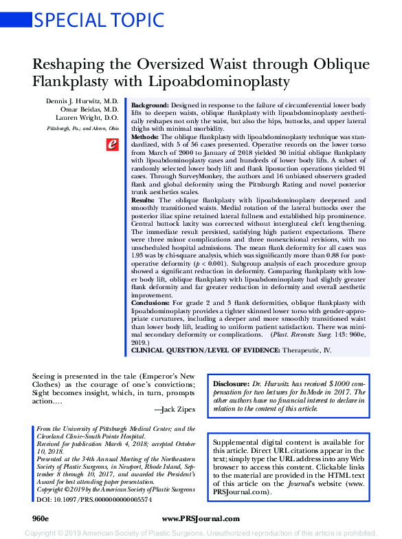 (PDF) Reshaping the Oversized Waist through Oblique Flankplasty with ...