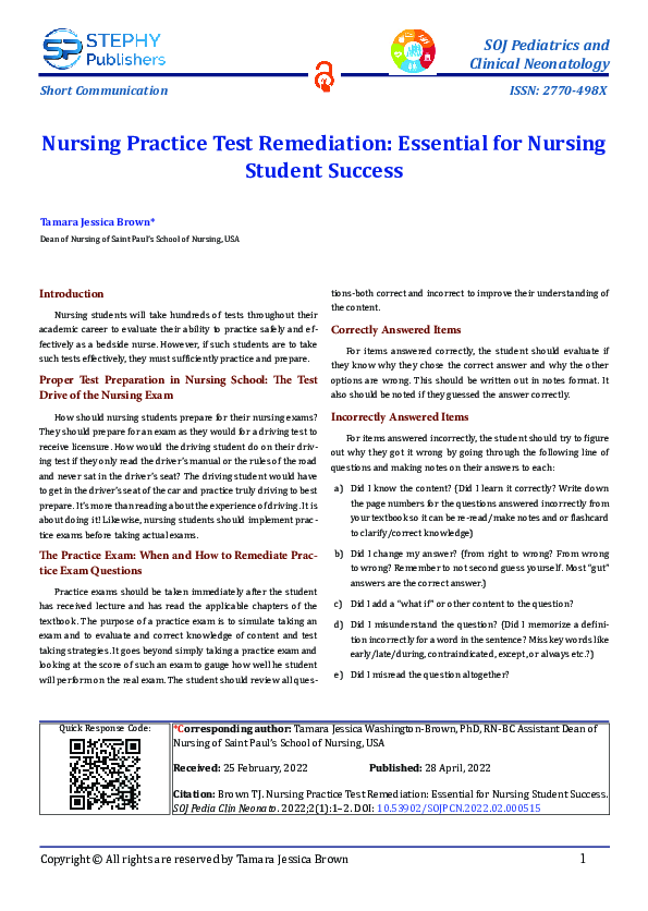 (PDF) Nursing Practice Test Remediation: Essential for Nursing Student ...