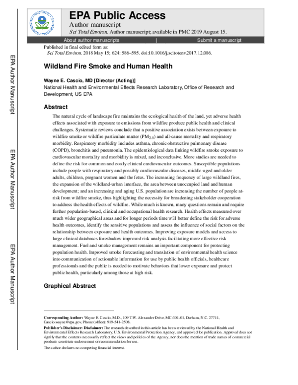 (PDF) Wildland fire smoke and human health
